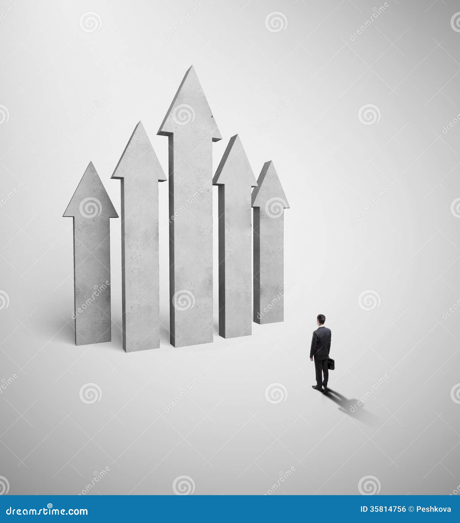 Businessman Looking at Arrows Stock Photo - Image of achievement, graph ...