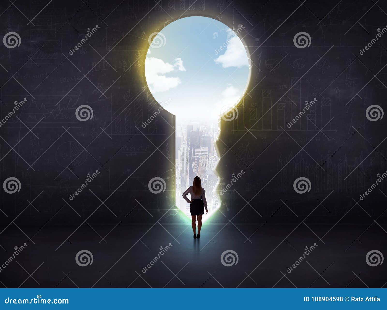 Businessman Looking a Big Key Stock Photo - Image of access, leader ...