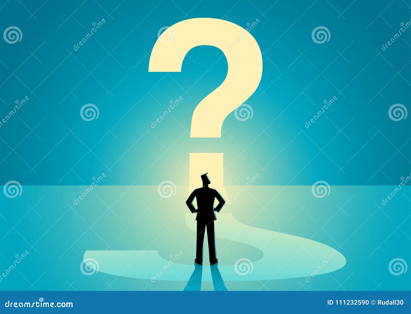 Businessman Looking at Big Question Mark Stock Vector - Illustration of ...