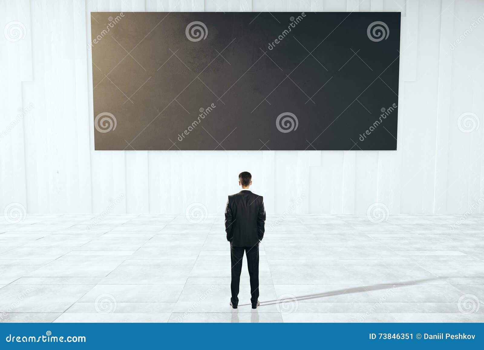 Businessman Looking at Black Billboard Stock Illustration ...