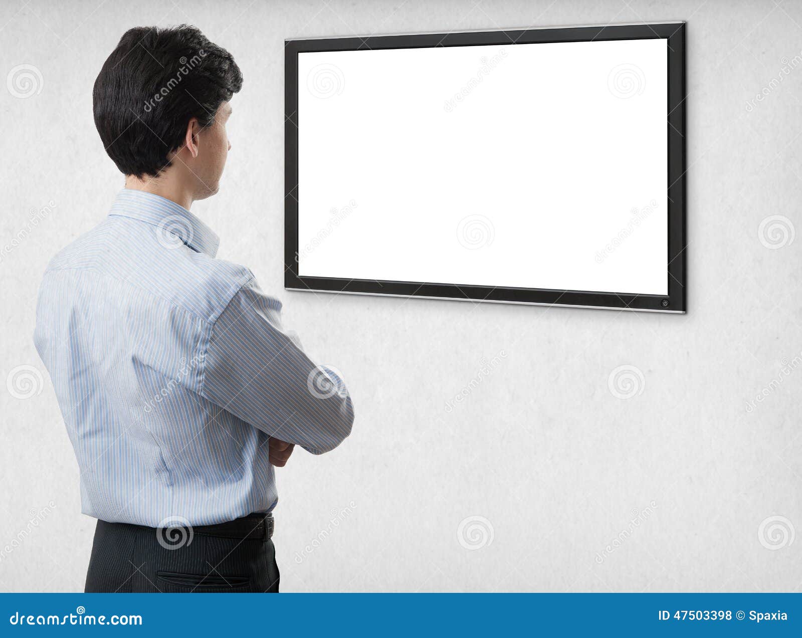 Businessman Looking at Blank Computer Screen Stock Photo - Image of ...