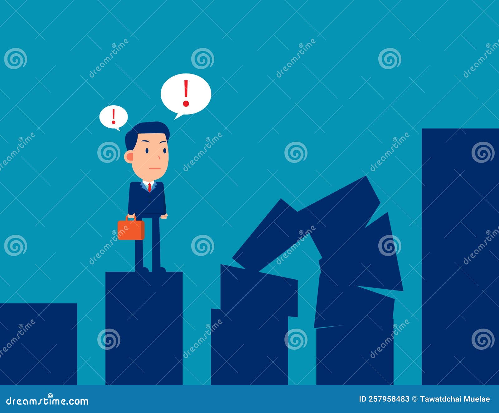 Businessman Looking the Broken Bar Chart. Business Crisis Concept Stock ...