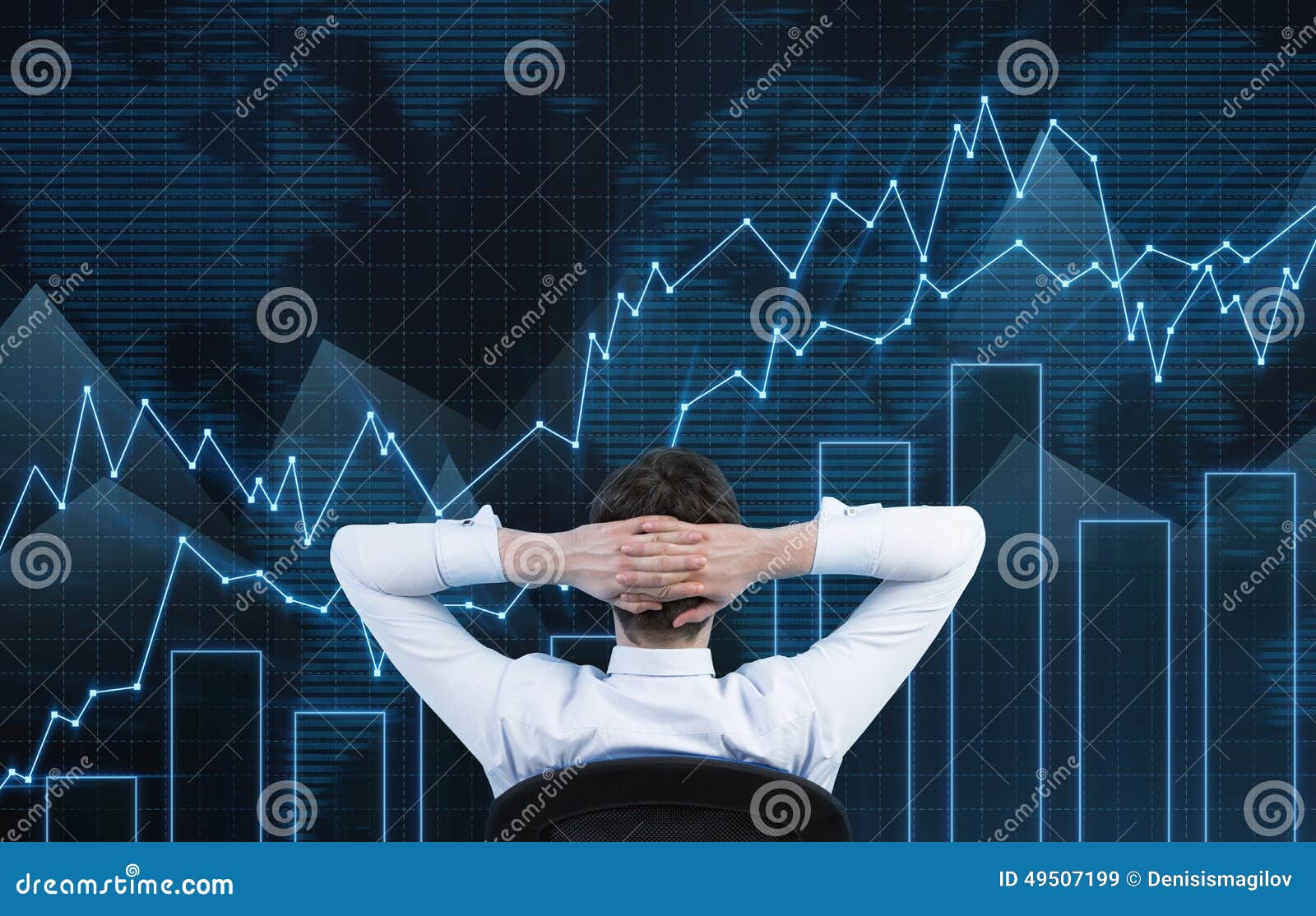 Businessman Looking on Chart Stock Image - Image of cyber, profits ...