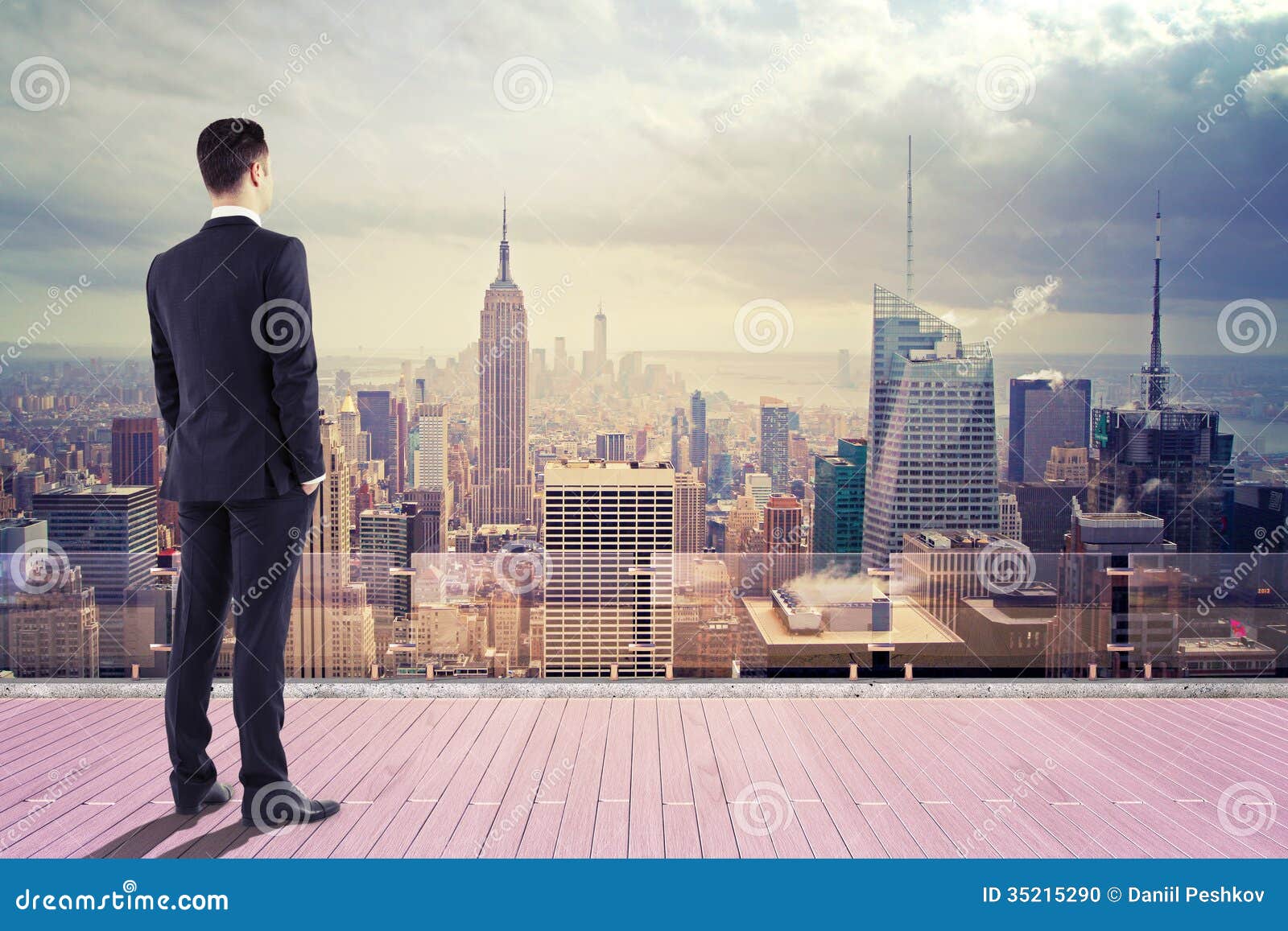 Businessman Looking at City Stock Photo - Image of sunset, cityscape ...