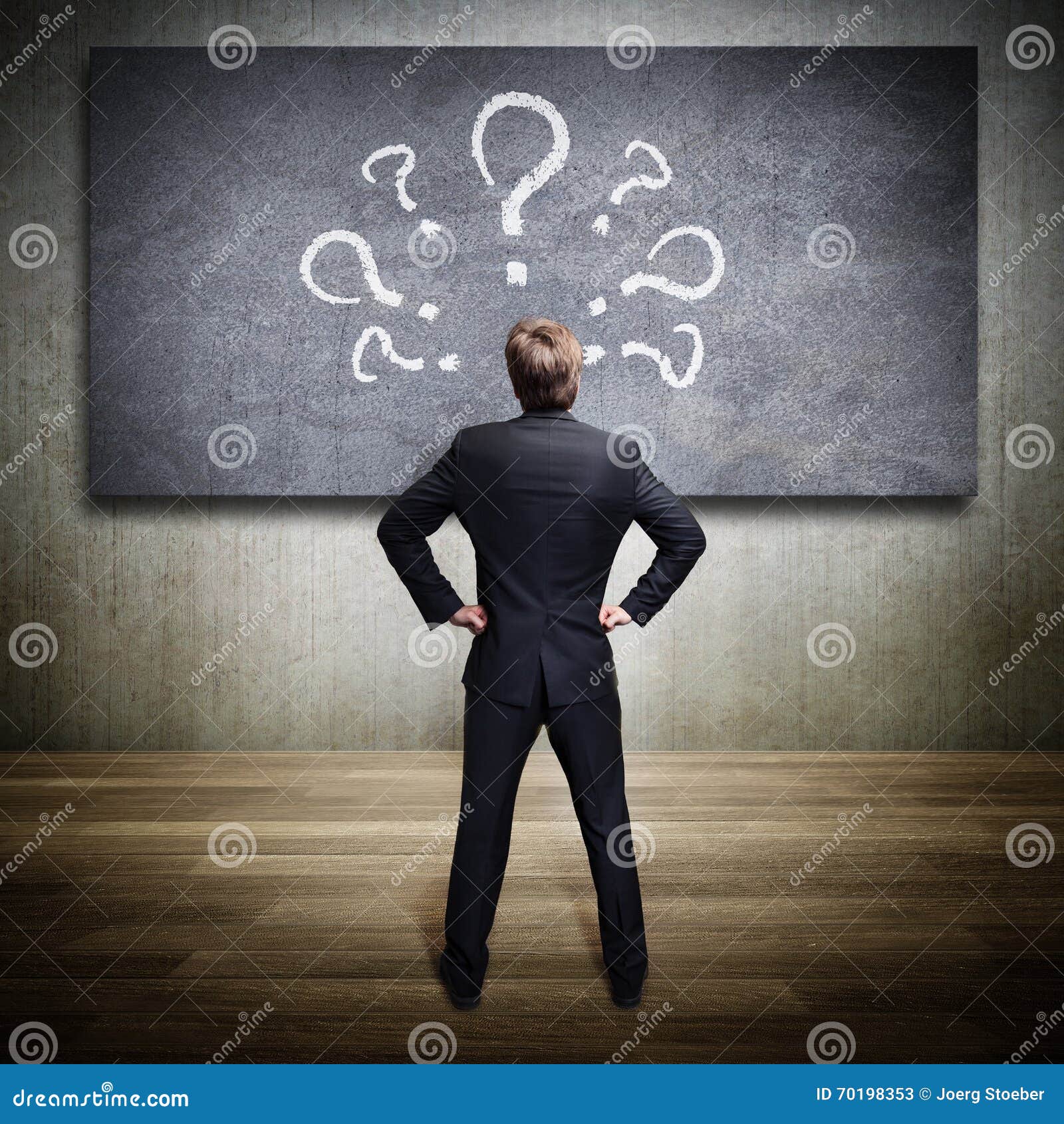 Businessman Looking Clueless at a Wall Stock Image - Image of ...