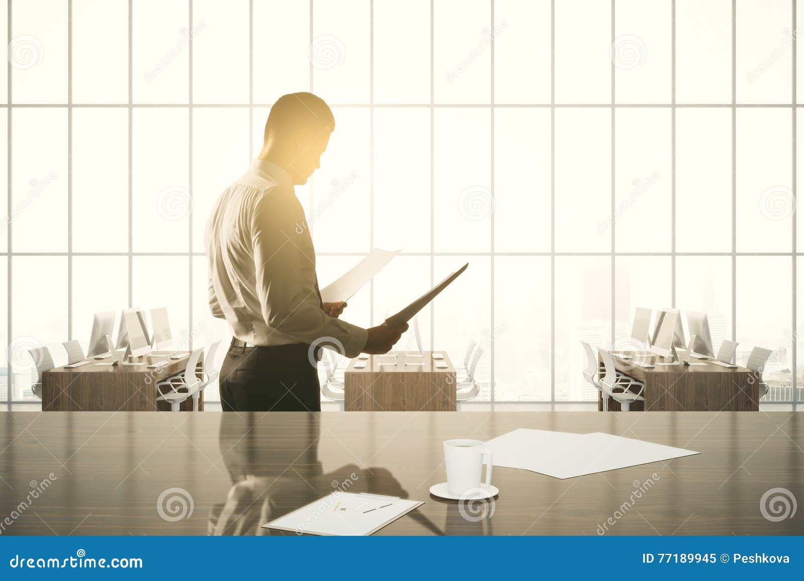 Businessman Looking at Contract Stock Illustration - Illustration of ...