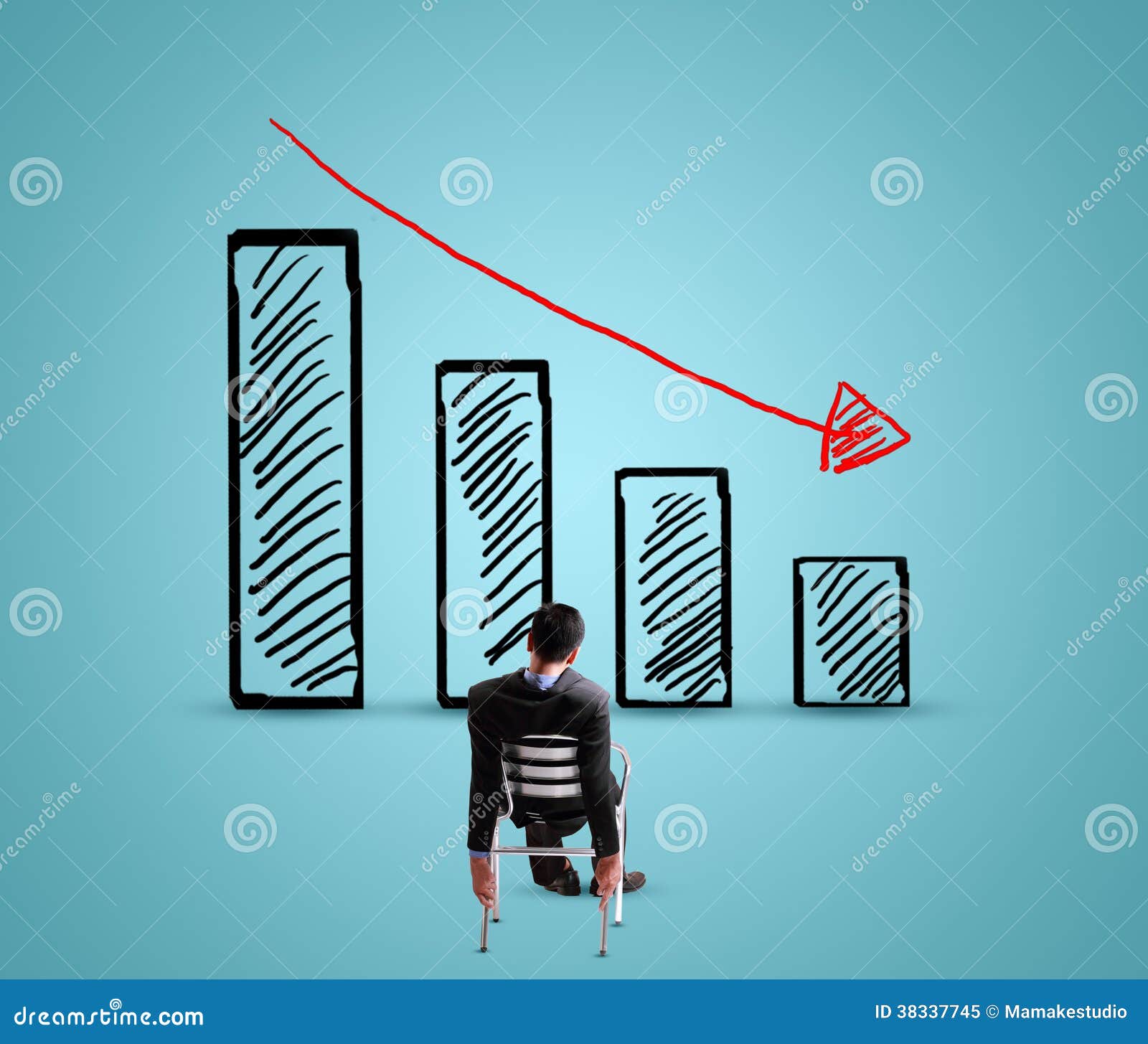 Businessman Looking for Decreasing Graph Stock Illustration ...