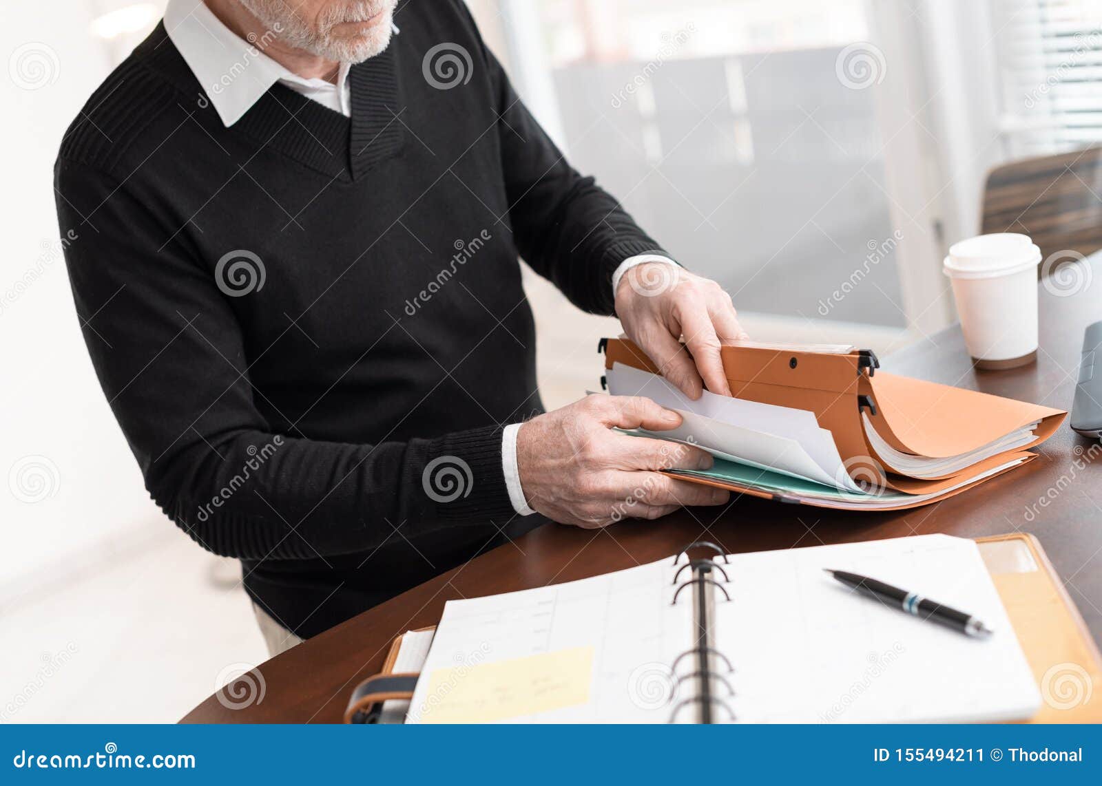 Businessman Looking for Document in Folder Stock Image - Image of adult ...