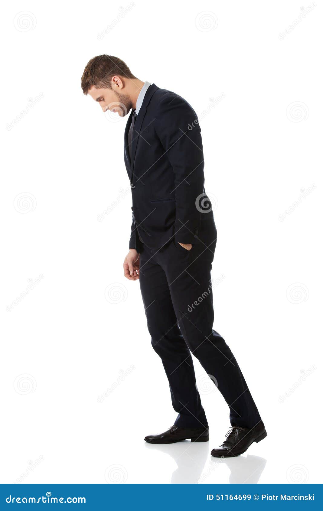 Businessman Looking Down on the Floor. Stock Image - Image of ...