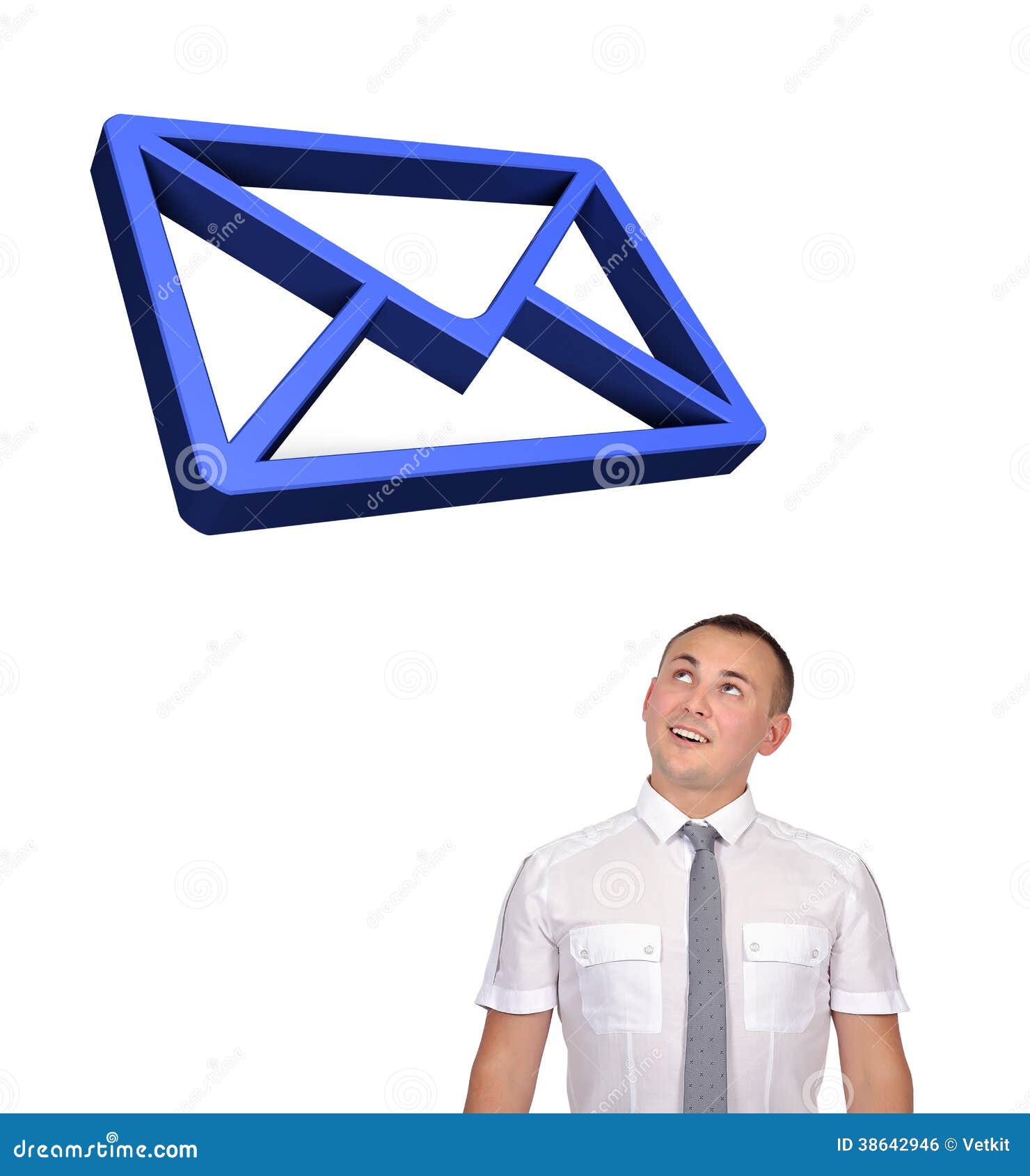 Businessman Looking at Email Symbol Stock Illustration - Illustration ...