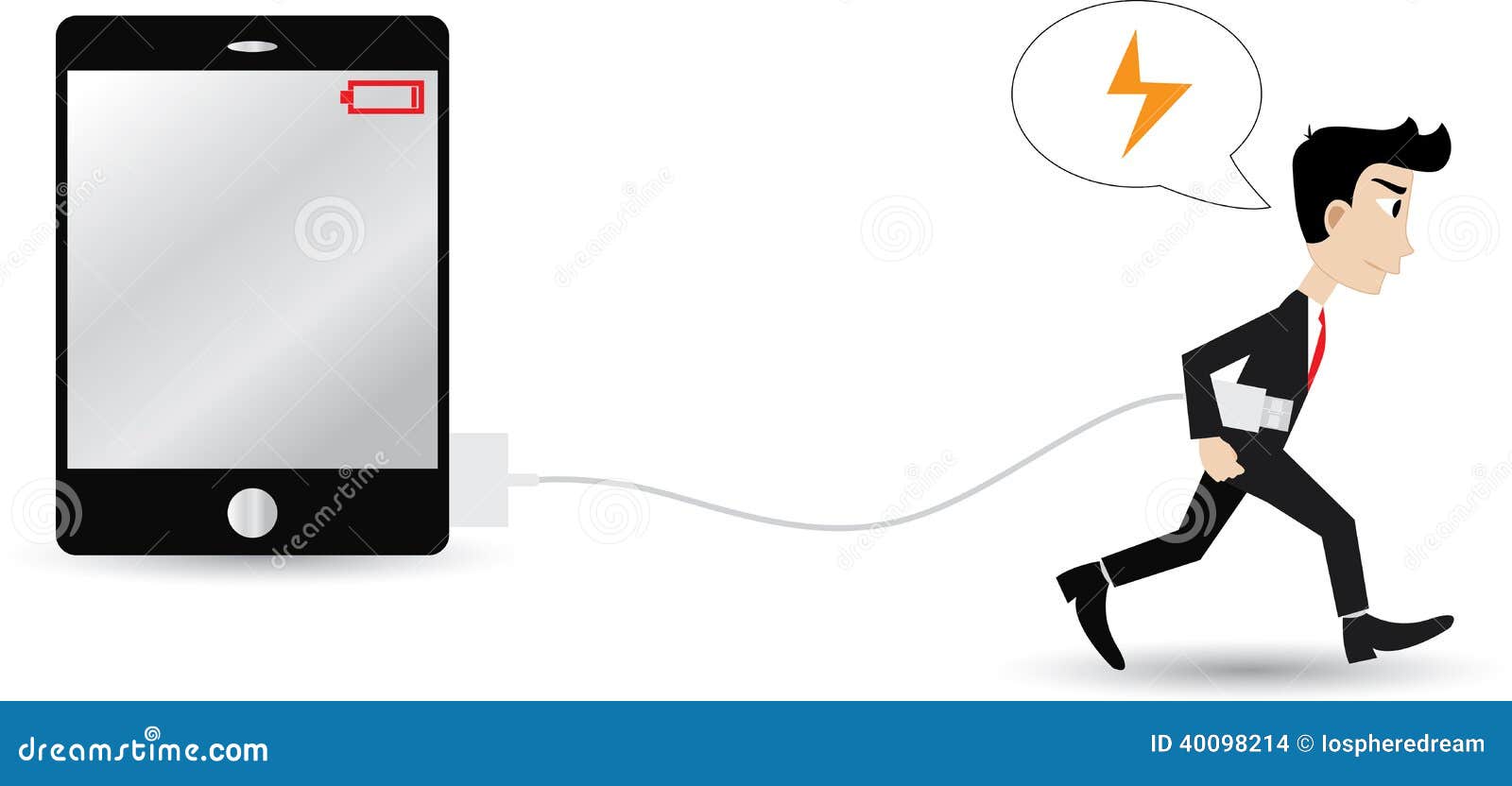 Businessman Looking for Energy Charging for Tablet Stock Vector ...