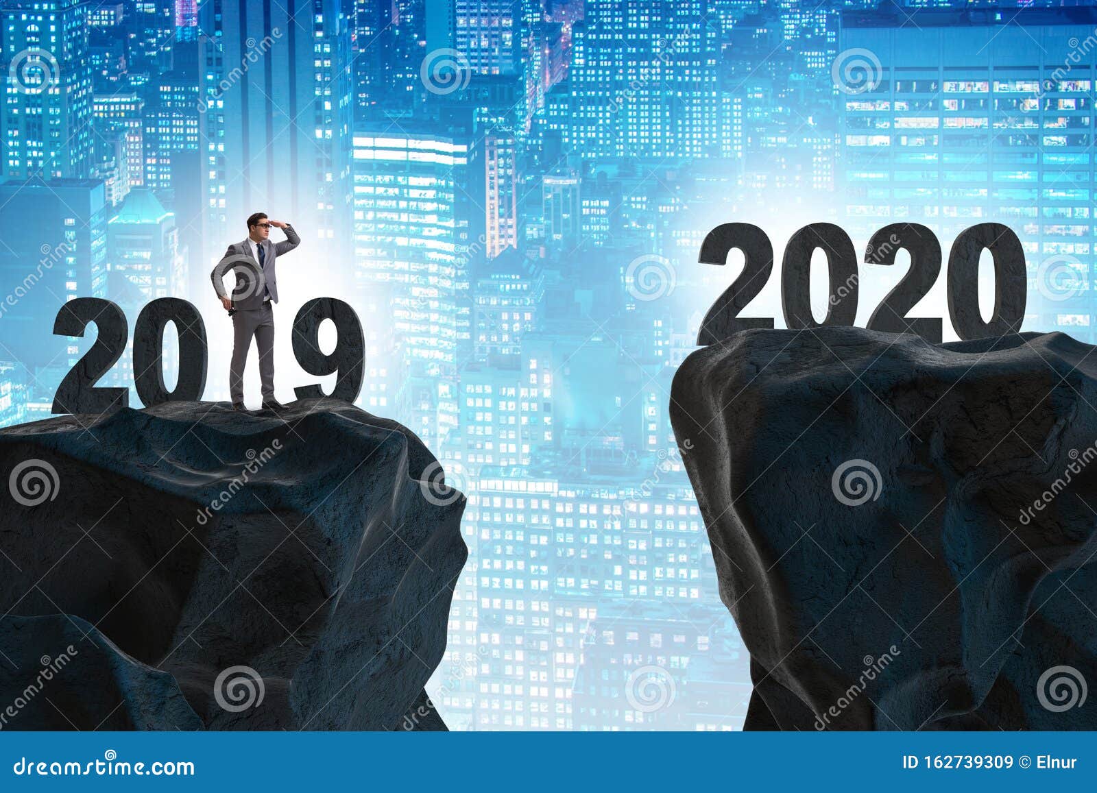 Businessman Looking into Future 2020 from 2019 Stock Image - Image of ...