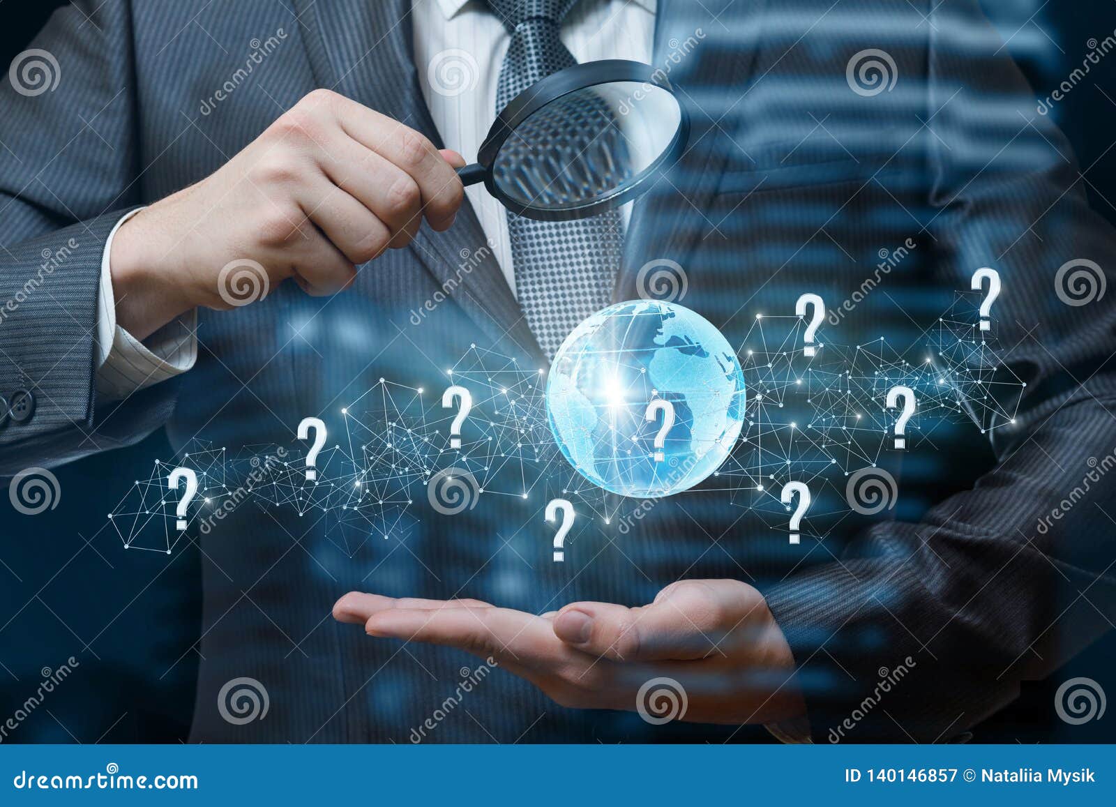 A Businessman Looking at the Globe through the Magnifier Stock Image ...