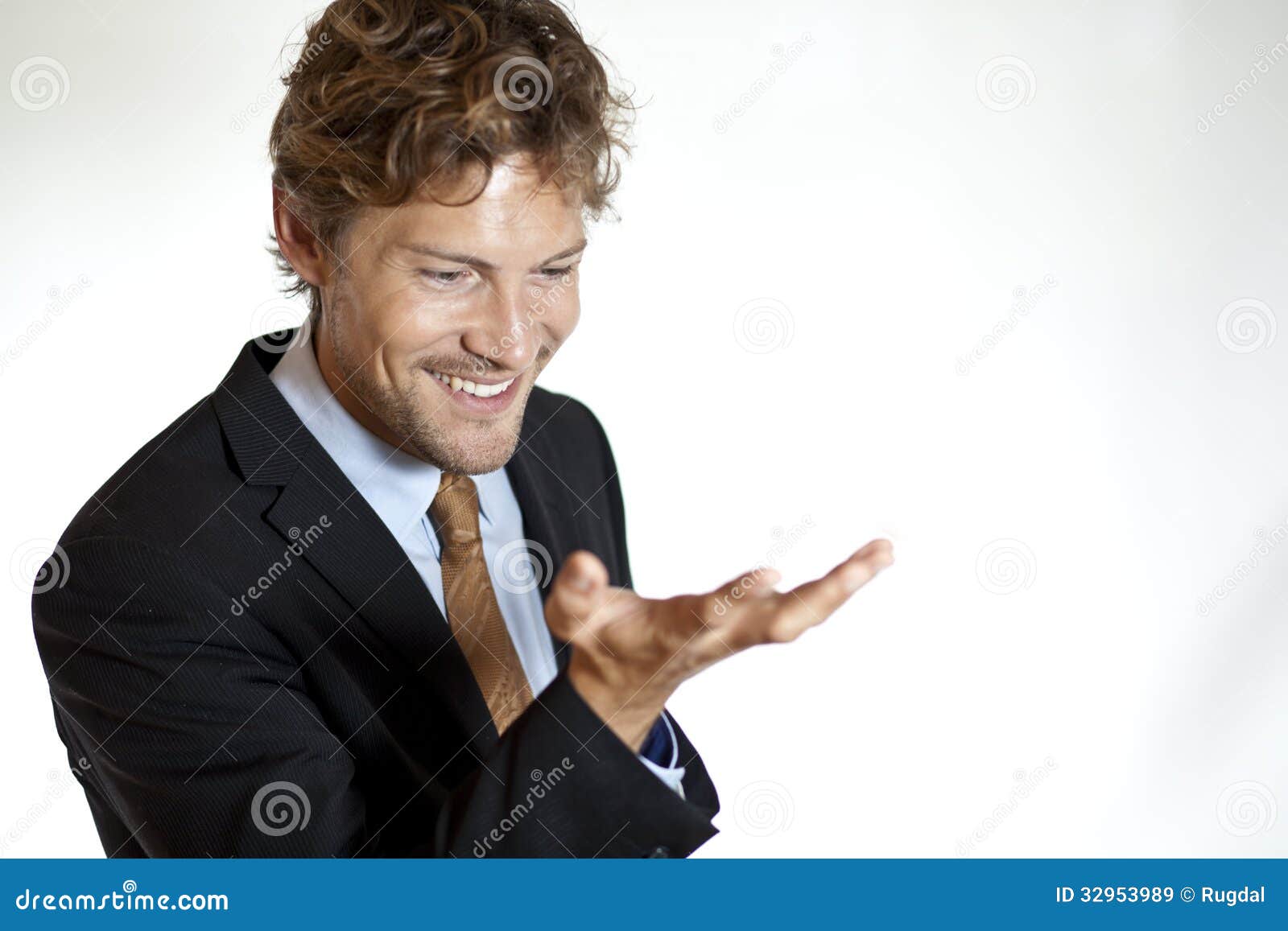 Businessman Looking at Hand Stock Image - Image of care, employee: 32953989
