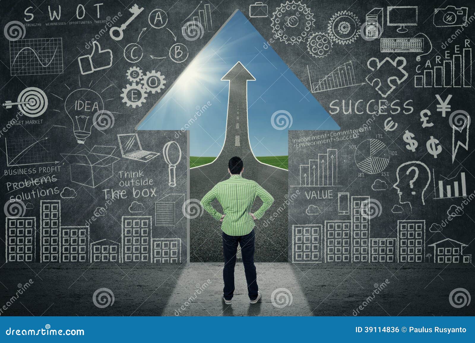 Businessman Looking at Opportunity Stock Photo - Image of arrow ...