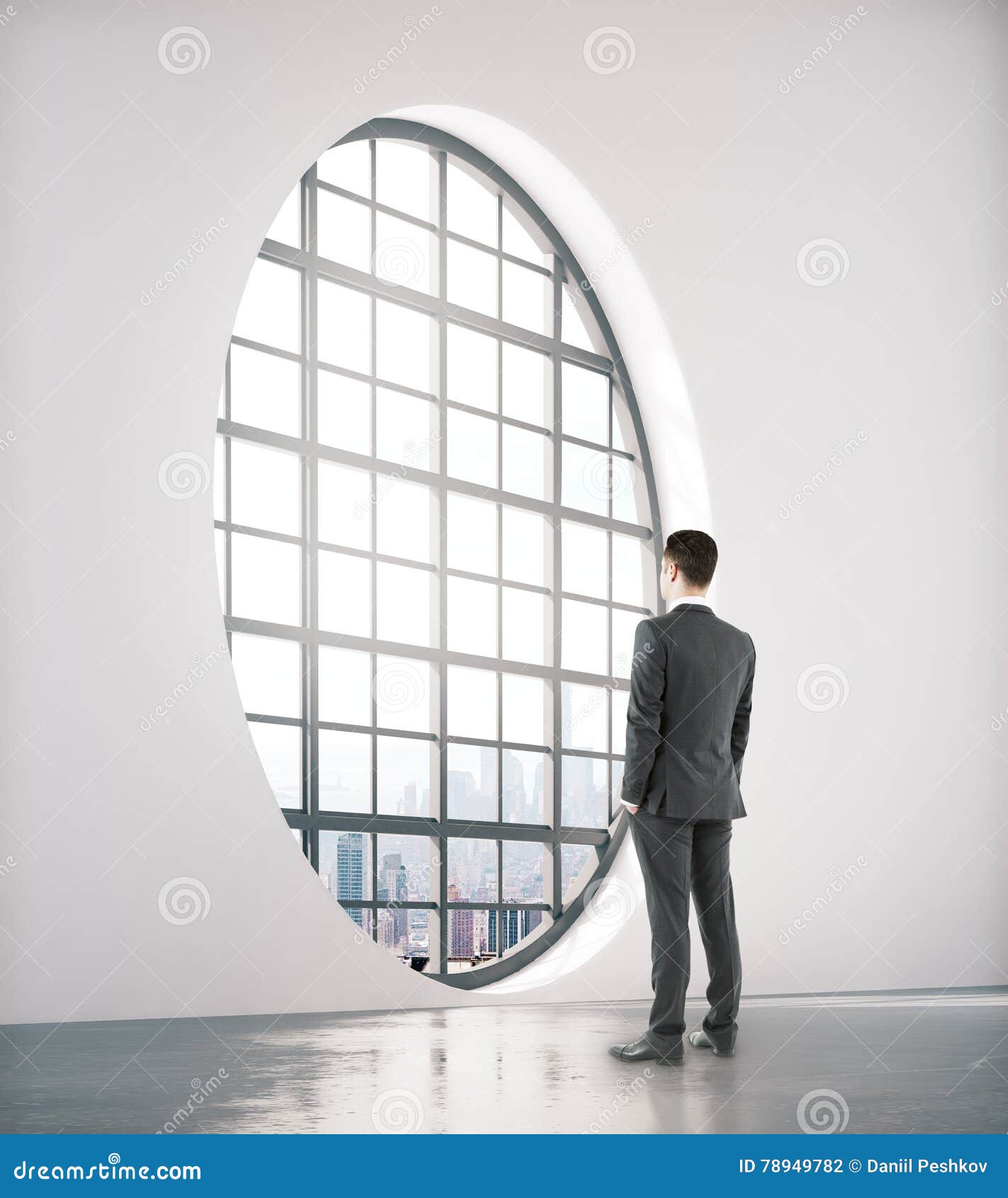 Businessman Looking Out of Window Stock Illustration - Illustration of ...