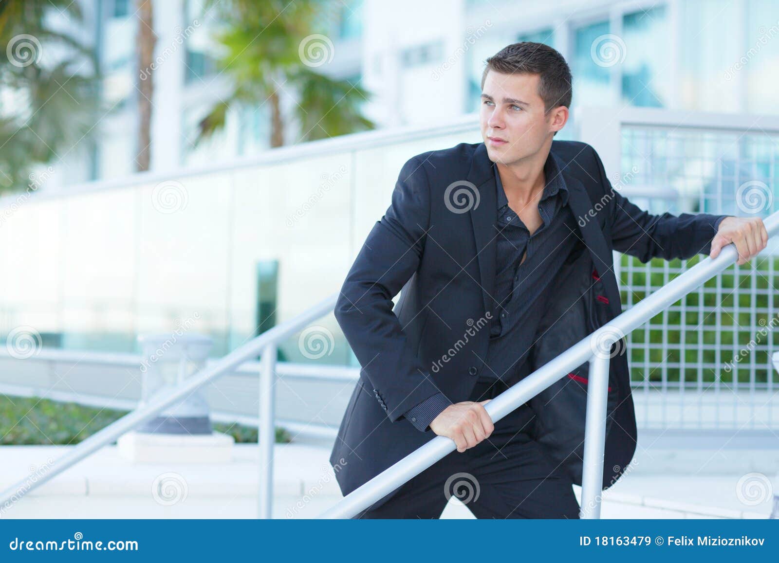 Businessman Looking Over His Shoulder Stock Image - Image of outside ...