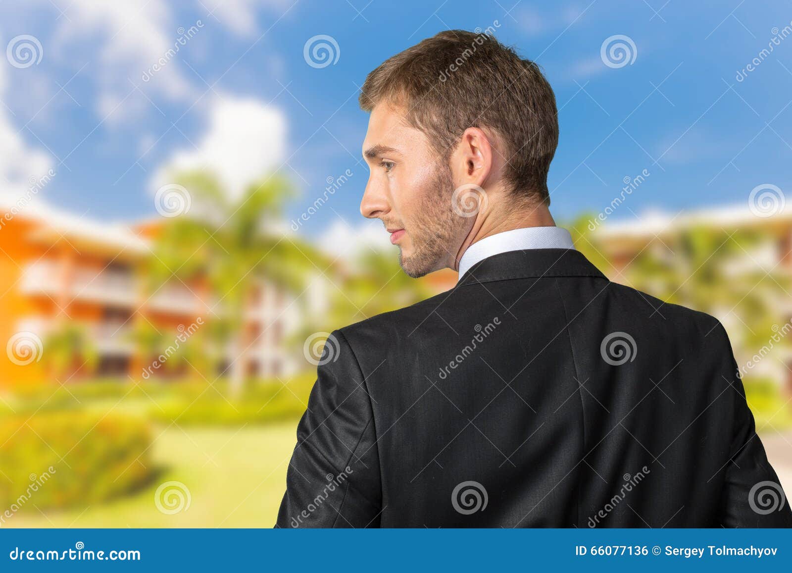 Businessman Looking Over His Shoulder Stock Photo - Image of employee ...