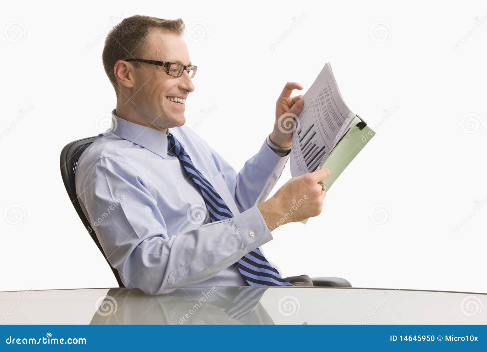 Businessman Looking at Paperwork - Isolated Stock Photo - Image of ...