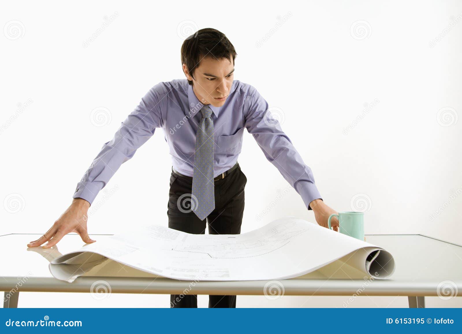 Businessman Looking at Plans. Stock Image - Image of document ...