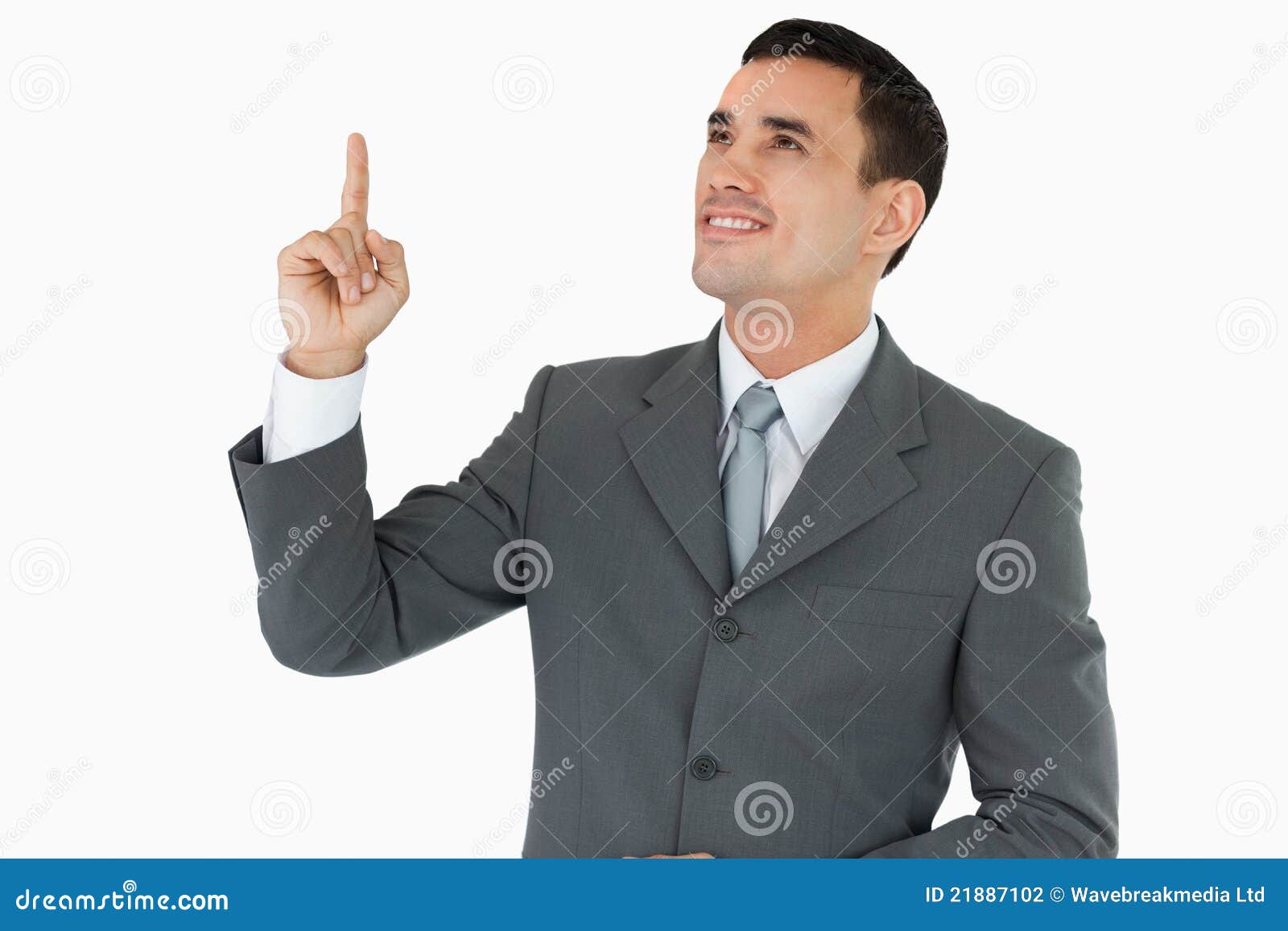 Businessman Looking and Pointing Upwards Stock Photo - Image of ...