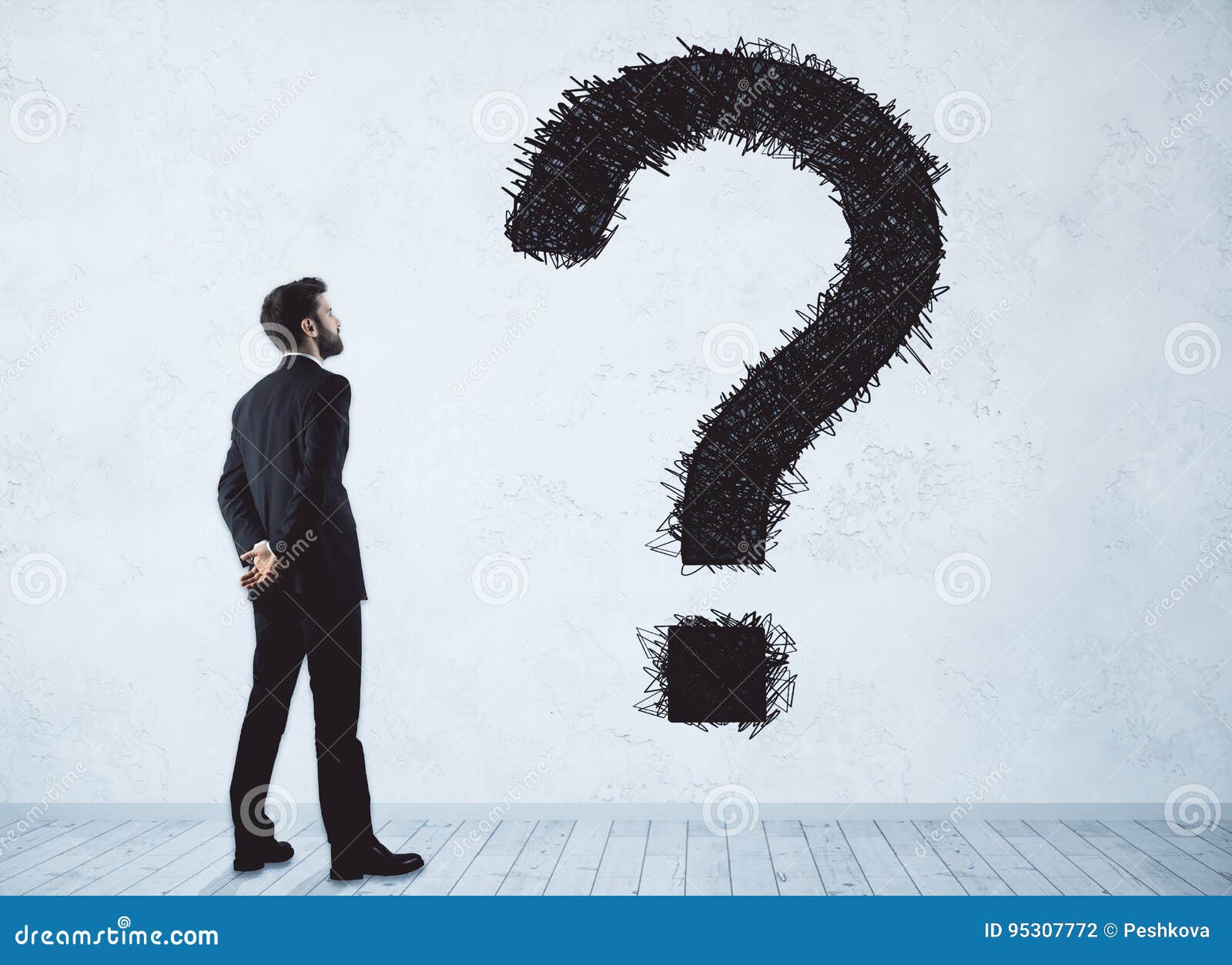 Businessman Looking at Question Mark Stock Illustration - Illustration ...
