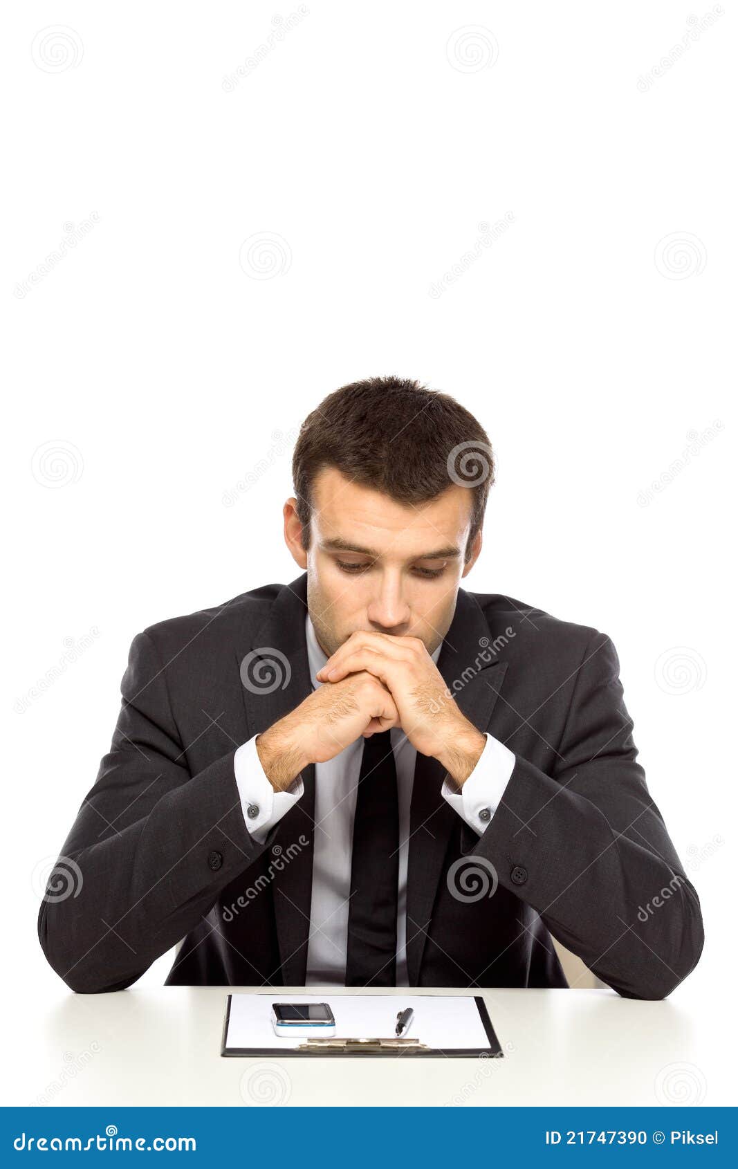 Businessman looking sad stock photo. Image of white, hands - 21747390