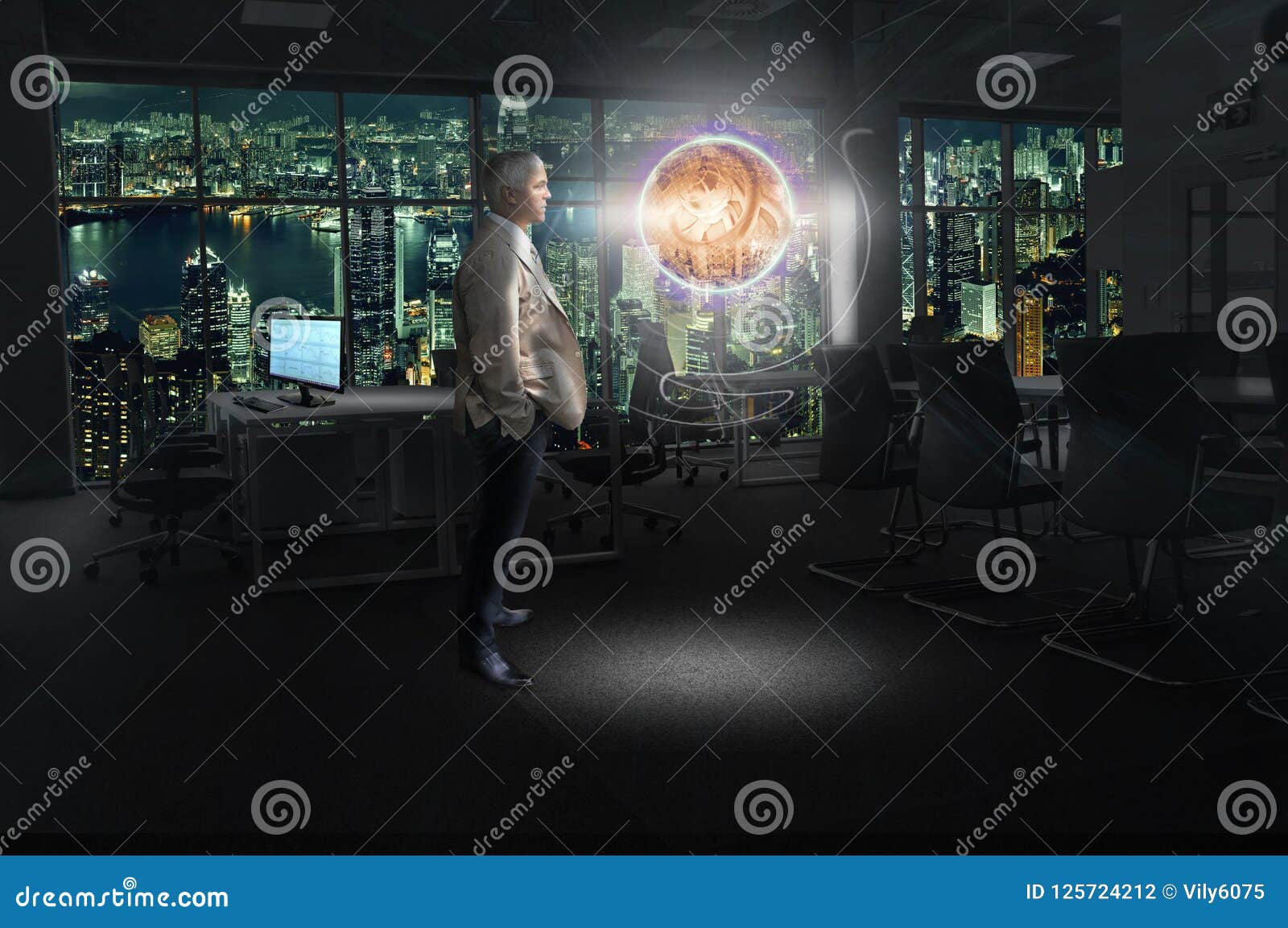 Businessman Looking for a Solution To a Problem in the Office La Stock ...