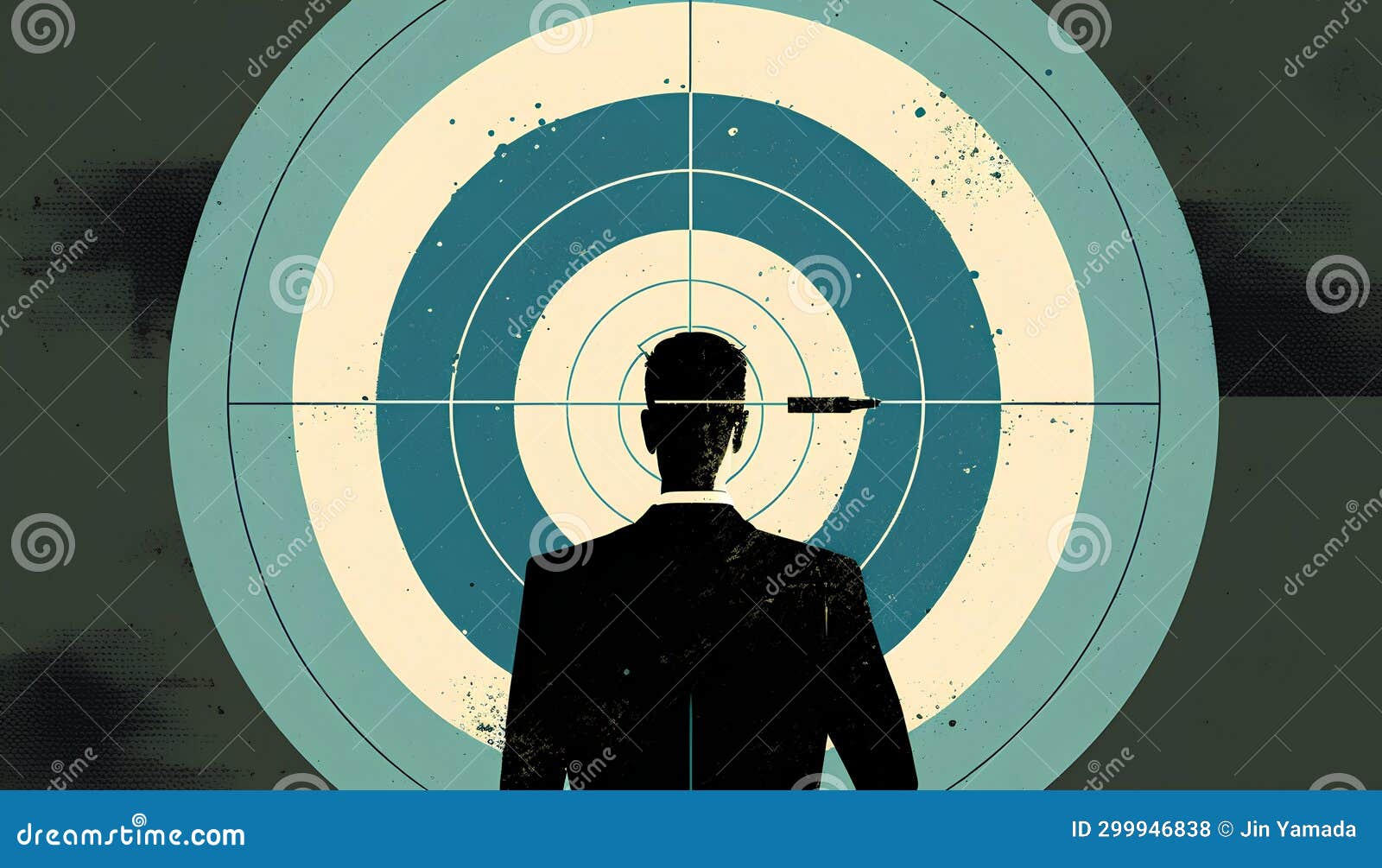 Businessman Looking at the Target. Targeting Concept. Vector ...