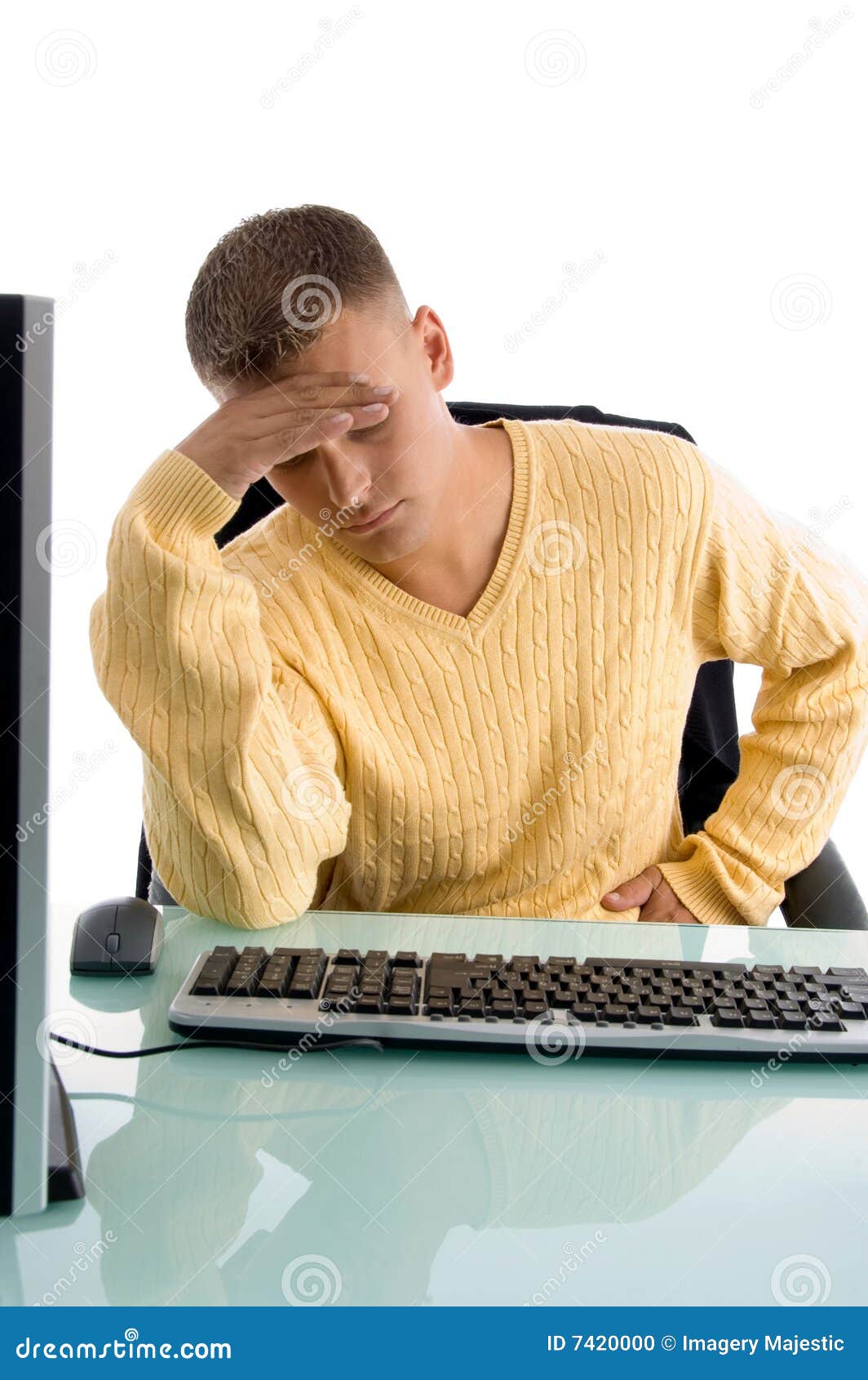 Businessman looking tired stock photo. Image of sitting - 7420000