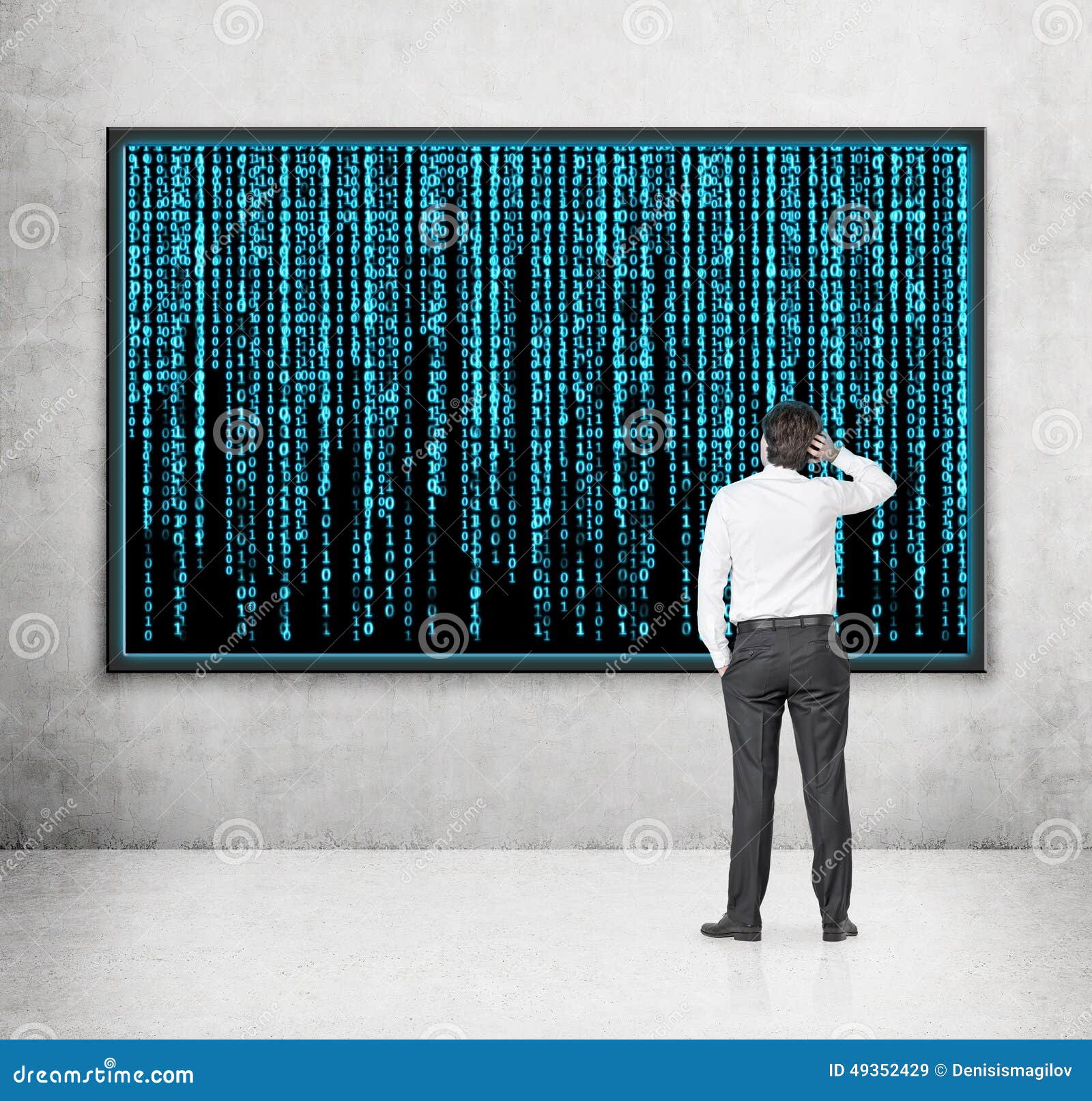 Businessman Looking To Matrix Stock Image - Image of future, numbers ...