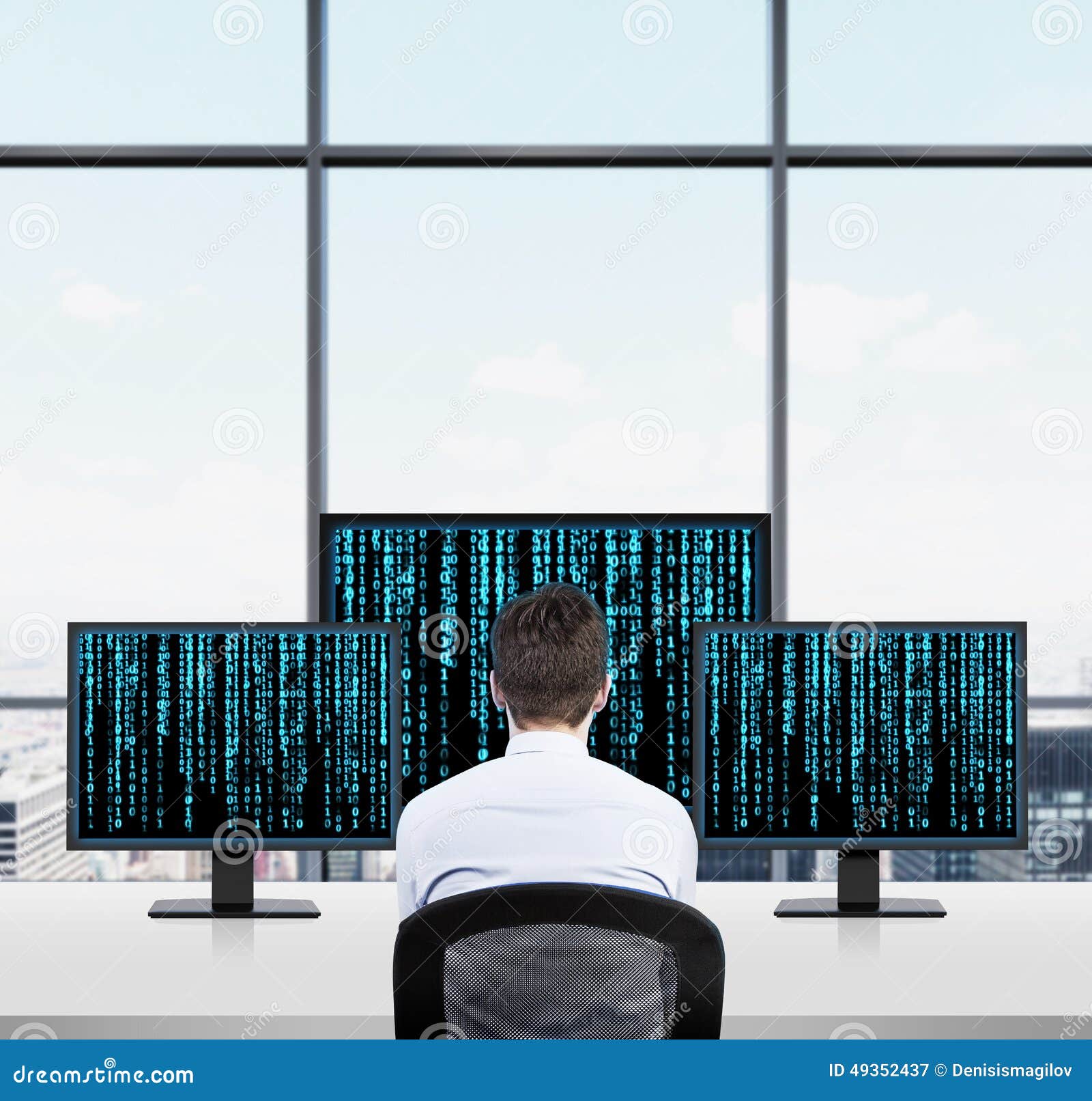 Businessman Looking To Matrix Stock Image - Image of design, future ...