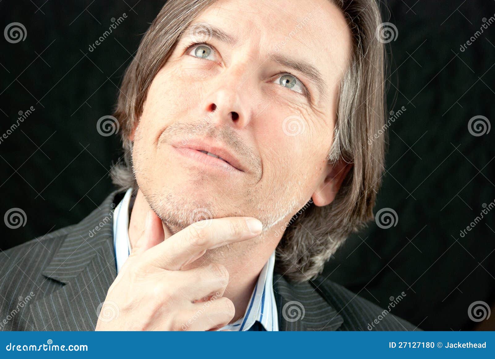 Businessman Looking Up and Pondering Stock Photo - Image of caucasian ...