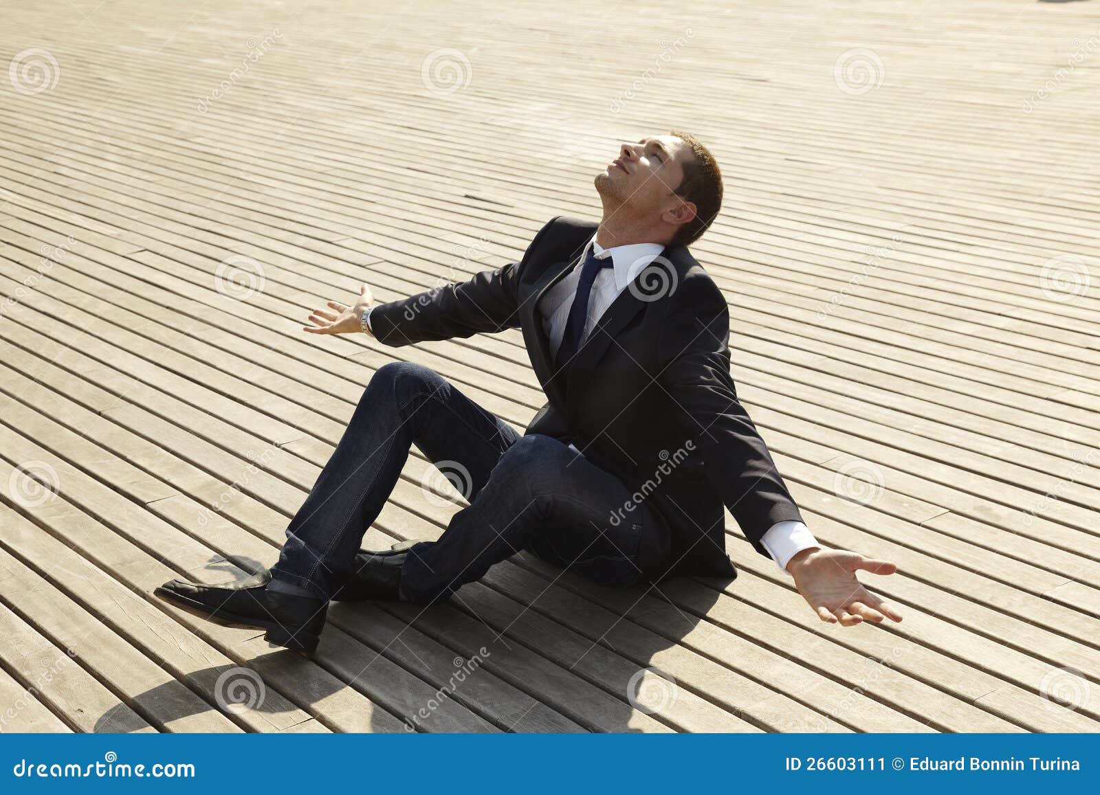 Businessman Looking Up for Something Stock Image - Image of looking ...