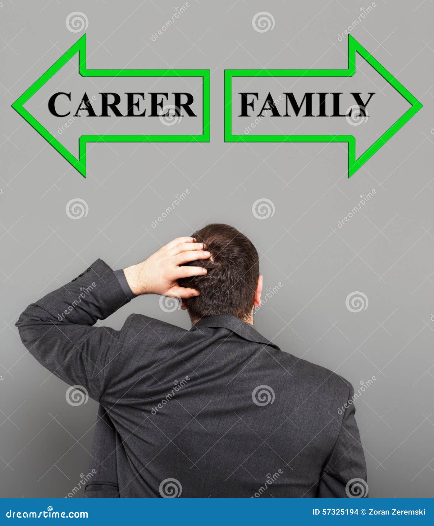 Businessman Looking Up Trying To Decide One Solution Stock Photo ...