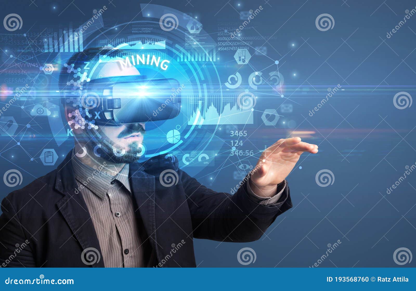 Businessman Looking through VR Glasses Stock Photo - Image of ...