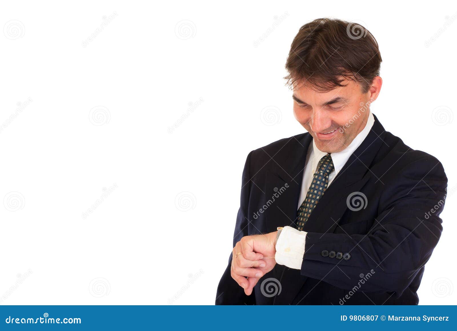 Businessman Looking at Watch Stock Image - Image of checking, brunette ...
