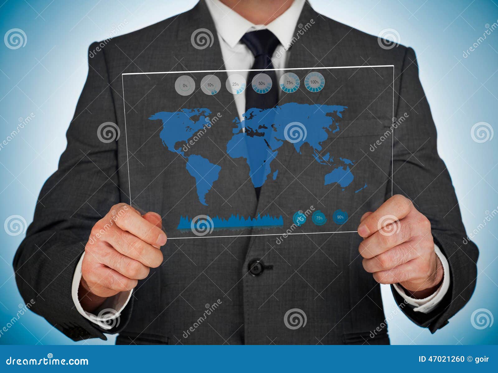 Businessman Looking at World Map Stock Photo - Image of icon, people ...