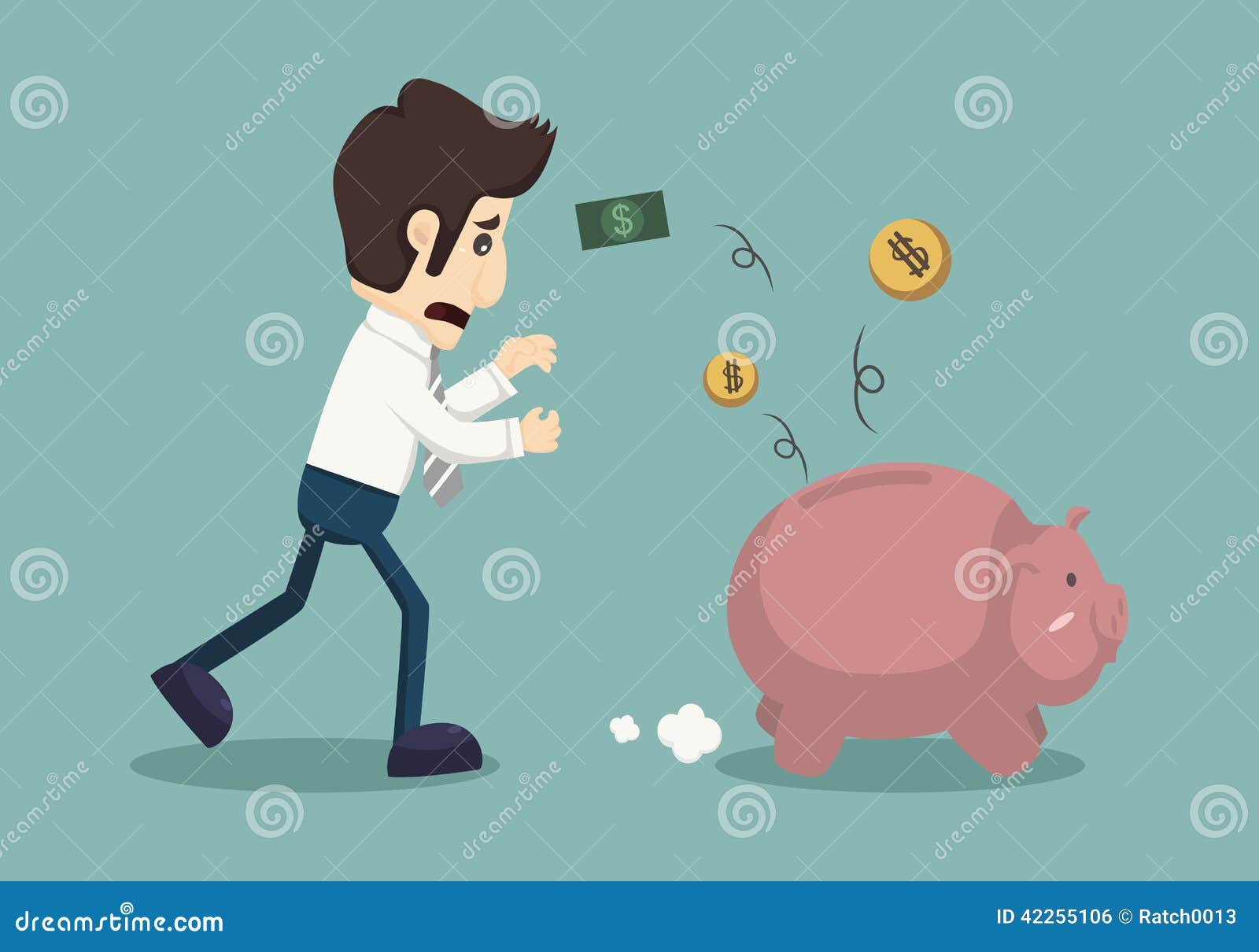 Businessman lose money stock vector. Illustration of escape - 42255106