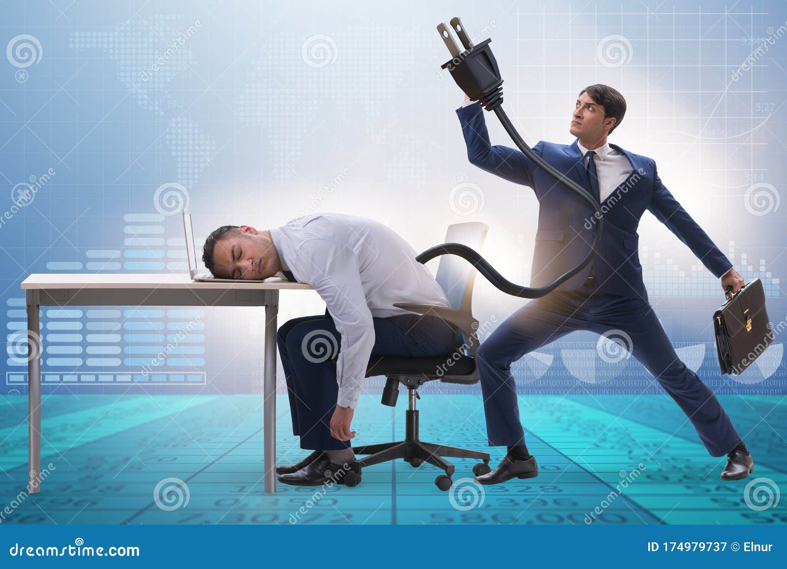 Businessman Losing Energy To Work Stock Image - Image of energetic ...