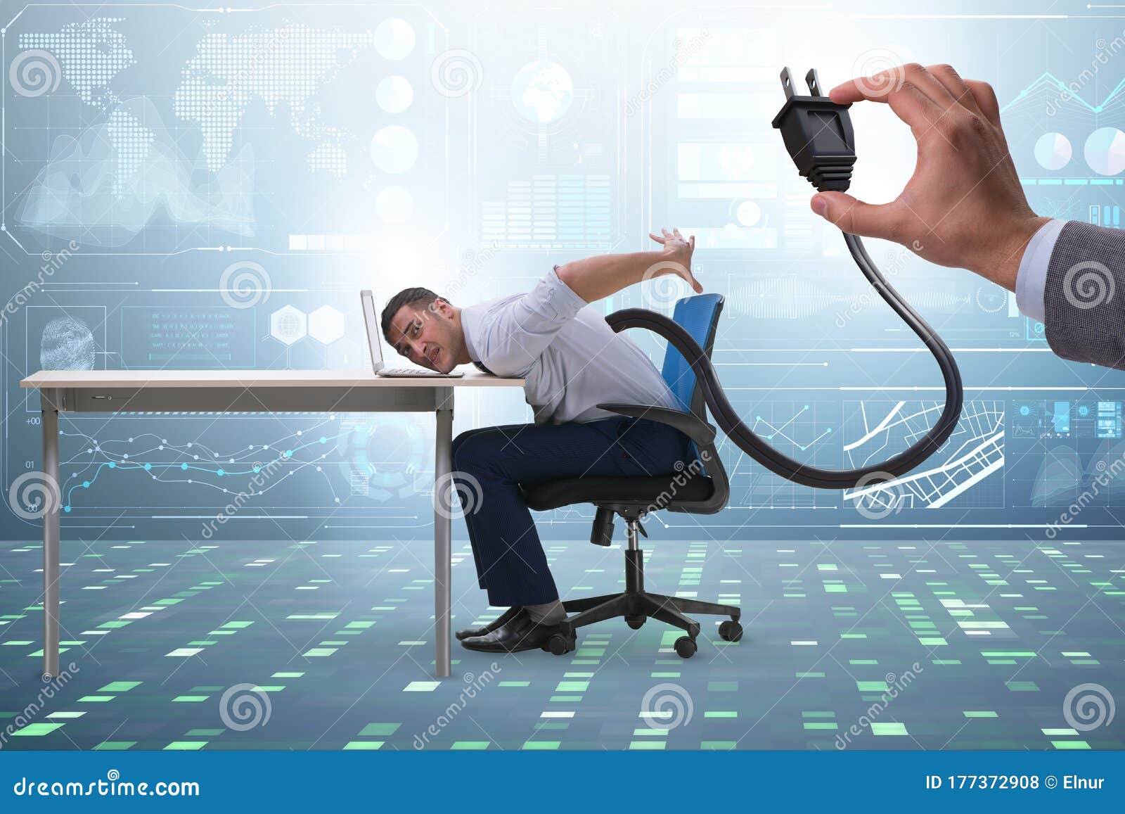 Businessman Losing Energy To Work Stock Photo - Image of electric ...