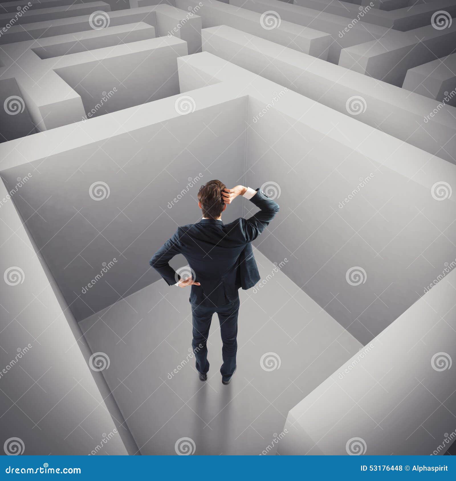Businessman lost in a maze stock photo. Image of possibility - 53176448