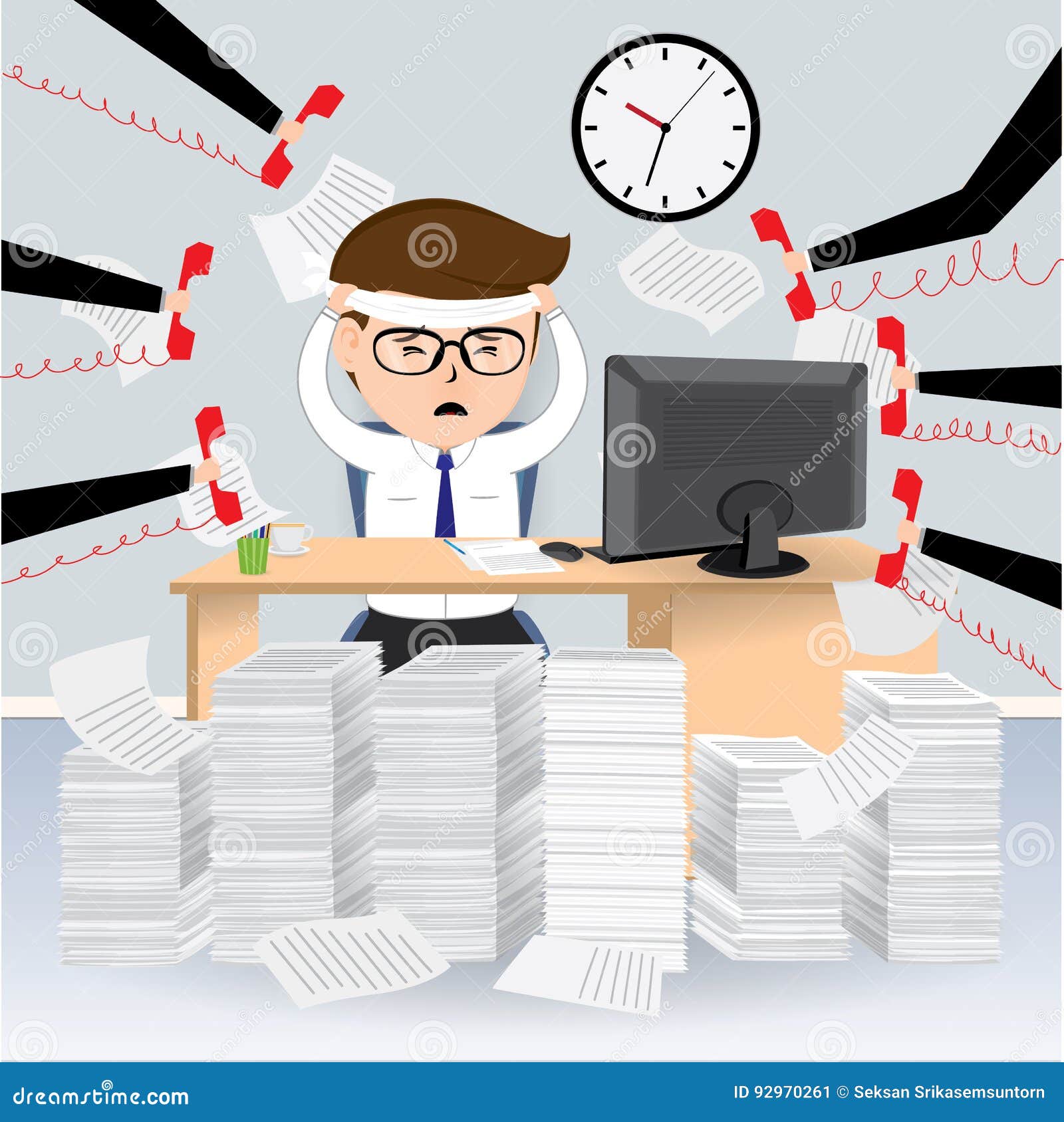 Businessman a Lot of Work Coming Stock Vector - Illustration of ...