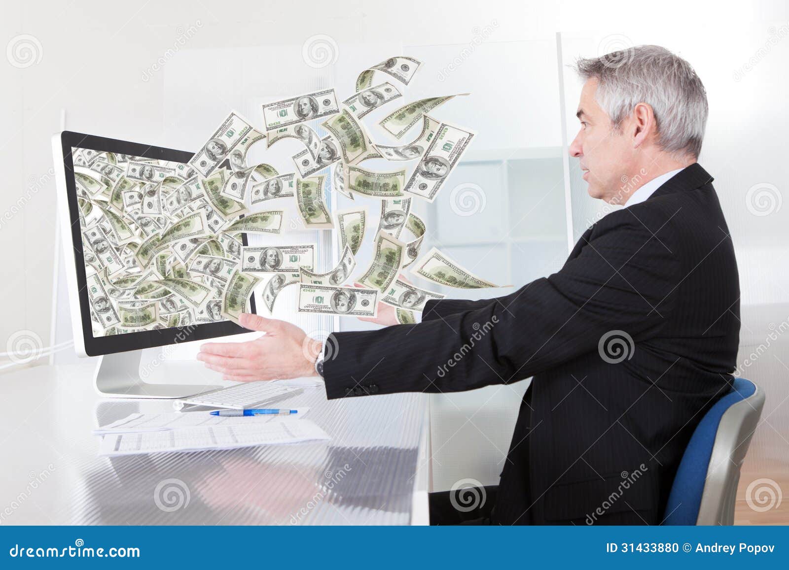 Businessman with Lots of Cash Stock Photo - Image of management, data ...