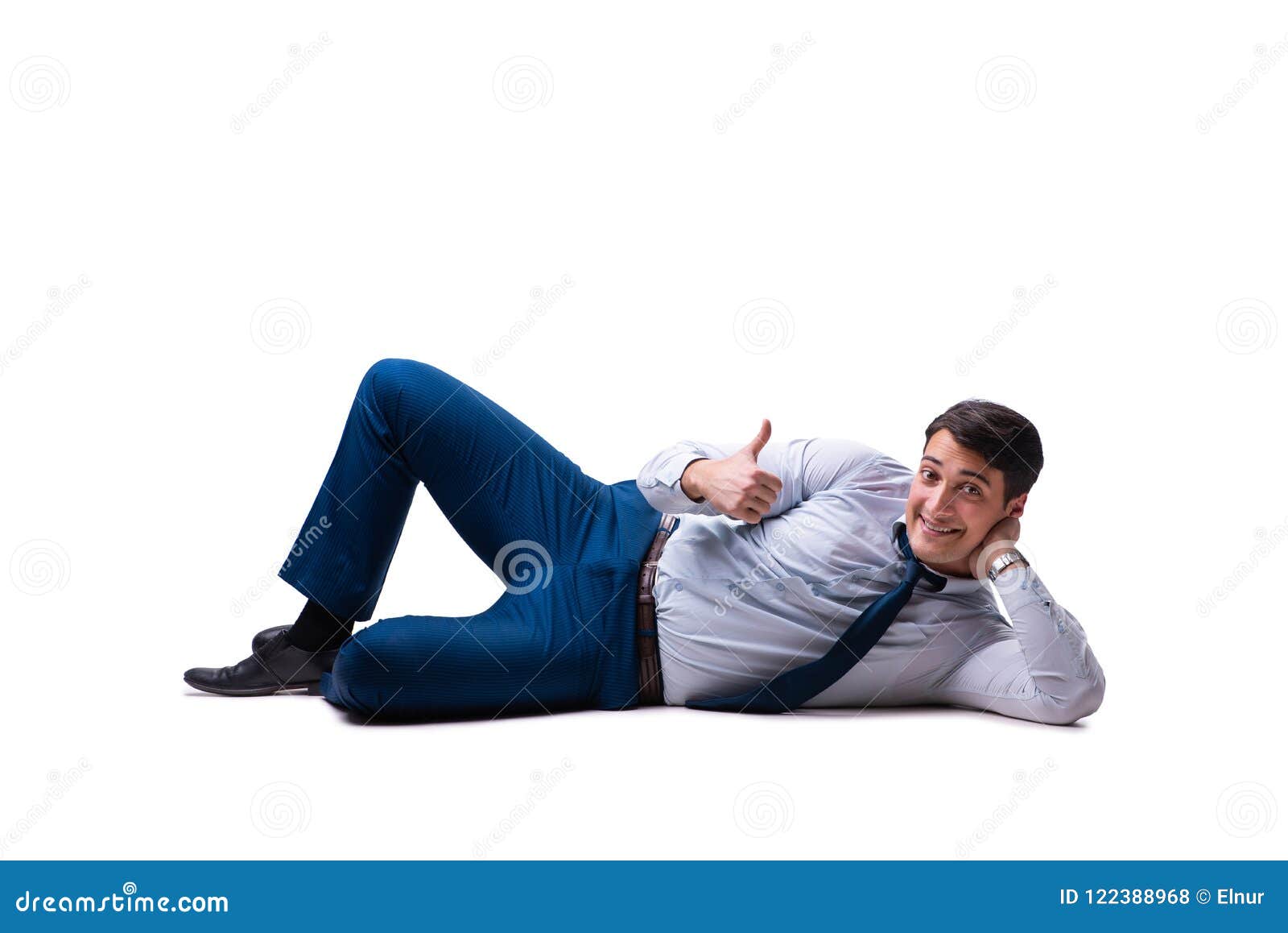 The Businessman Lying on the Floor Isolated on White Stock Photo ...