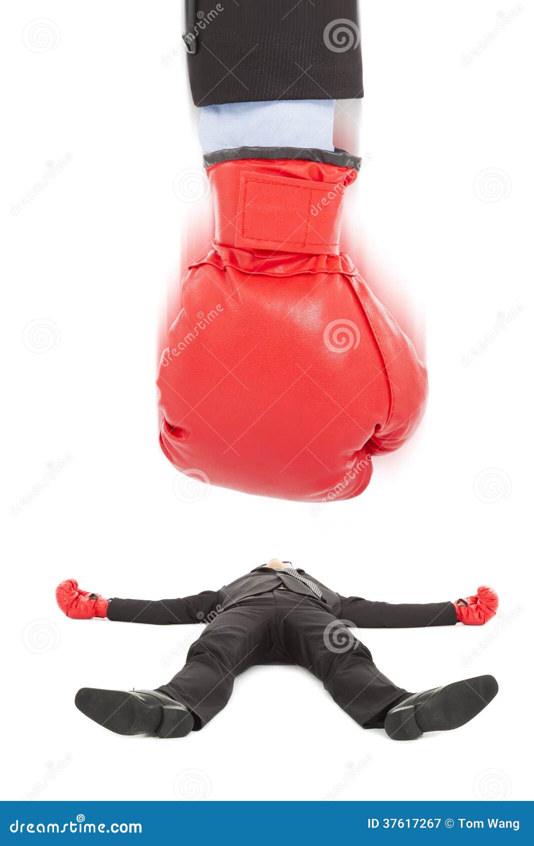 Businessman Lying on the Ground by a Knockout Punch Stock Image - Image ...