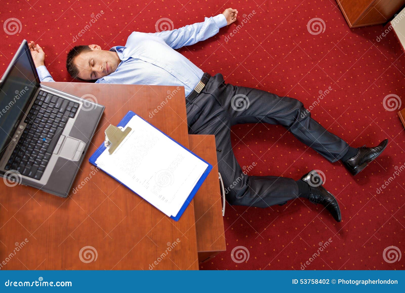 Businessman Lying in the Office Stock Photo - Image of office, desk ...