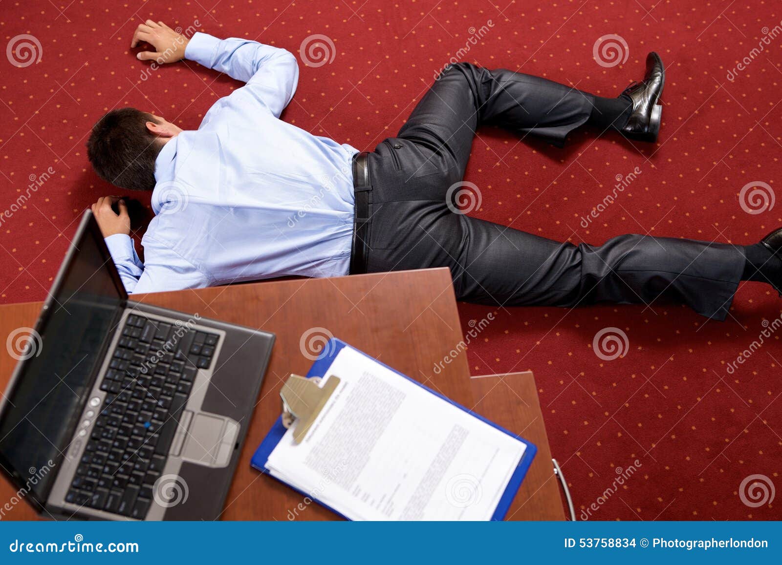 Businessman Lying in the Office Stock Photo - Image of full, misfortune ...