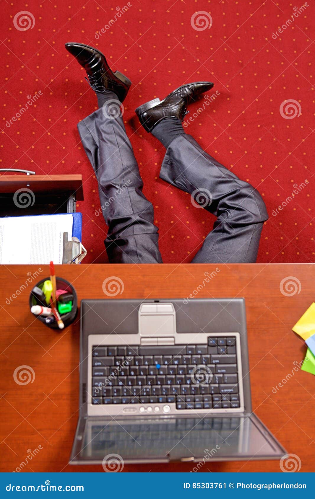 Businessman Lying in the Office Stock Image - Image of communication ...