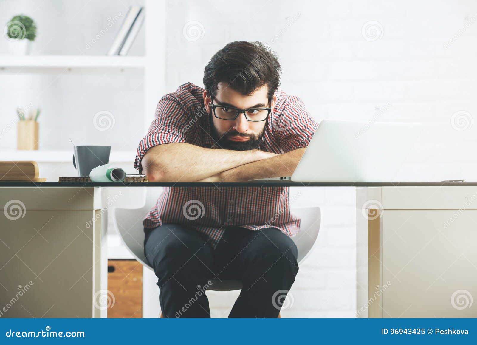 Businessman Lying On Office Desk Stock Image Image Of Notebook